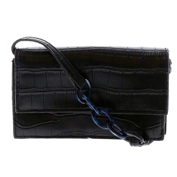 Bags | Mini Croc Embossed Crossbody Faux Leather Everyday Purse Black ...